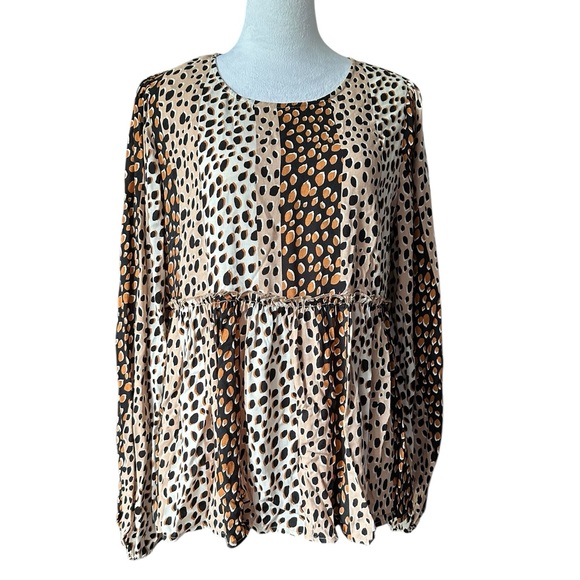 ANDREE BY UNIT | Tops | Andree By Unit Tan Long Sleeve Peplum Blouse ...